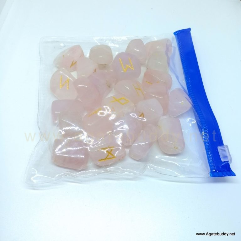Rose Quartz Gemstone Rune Set. - Agate Buddy