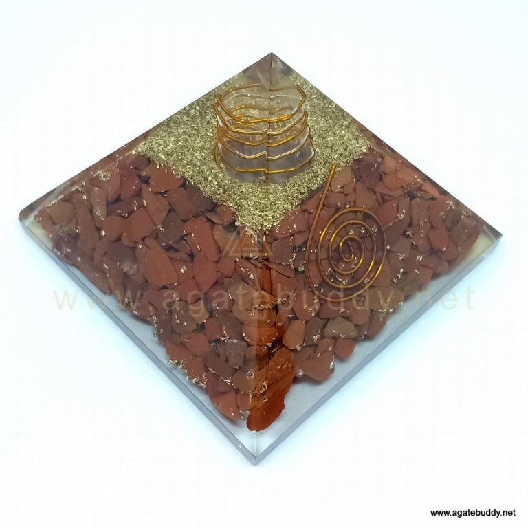 Red Jasper Orgonite Pyramid - Bulk Orgone Crystal Pyramid. - Agate Buddy
