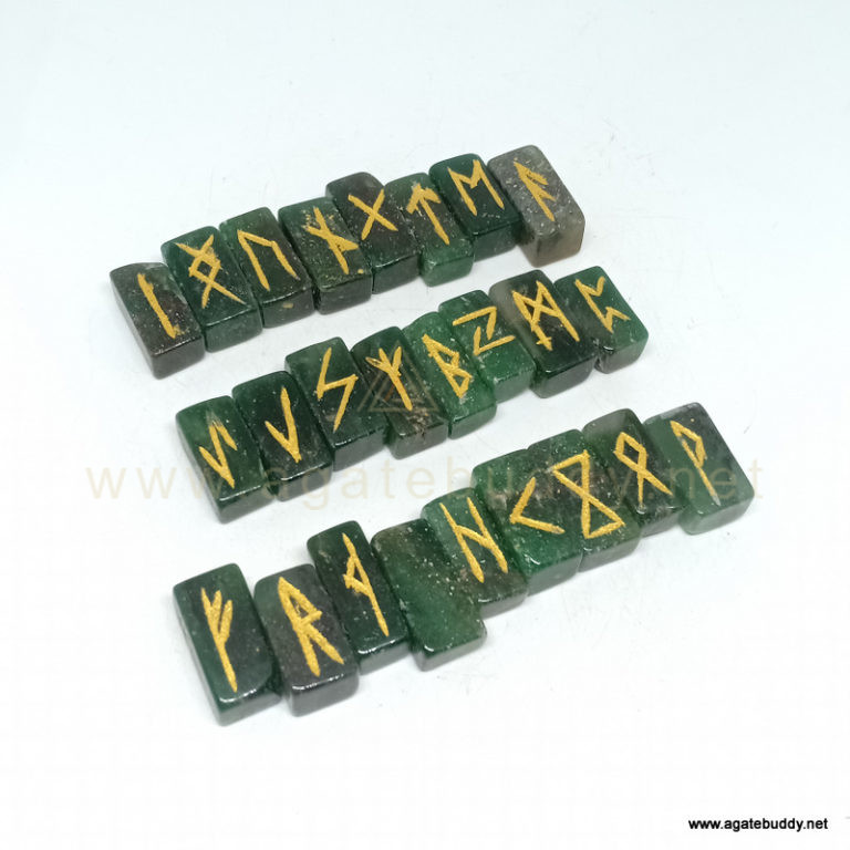 Green Mica Gemstone Bricks Rune Set | Rune Set - Agate Buddy
