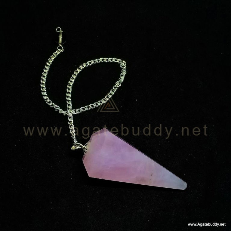 Rose Quartz 6 Faceted Pendulum | Gemstone Pendulum. - Agate Buddy